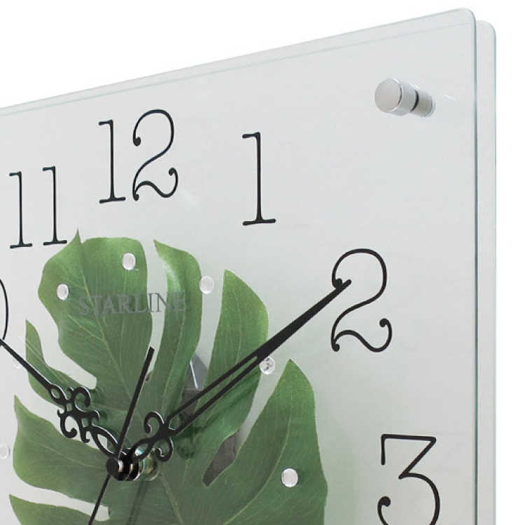 CL-2101 アートフラワーウォールクロック・正方形（モンステラ）