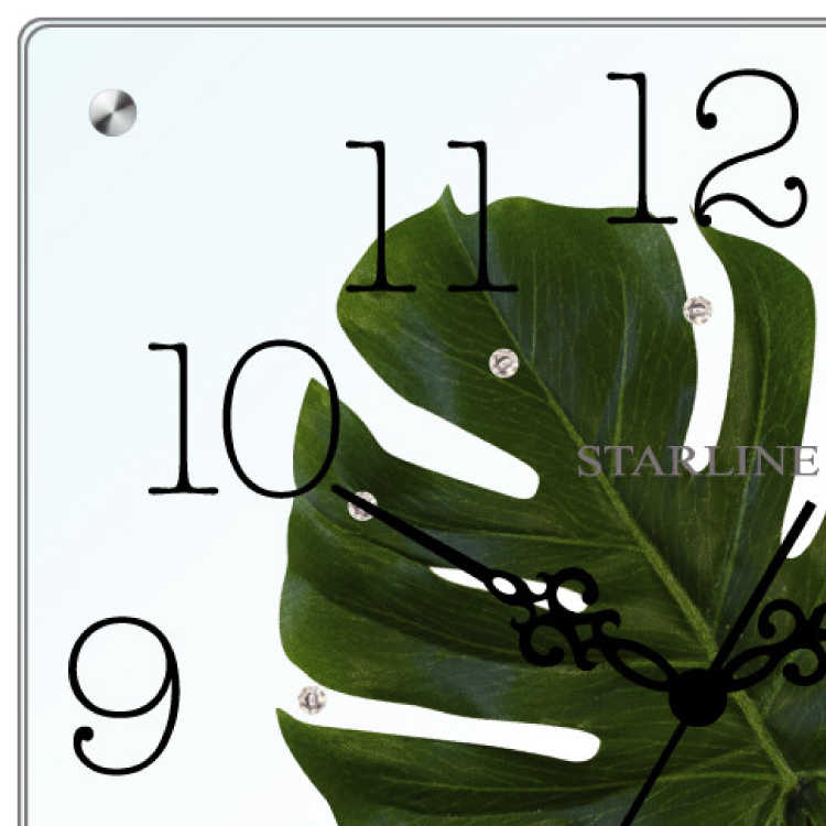 CL-2101 アートフラワーウォールクロック・正方形（モンステラ）