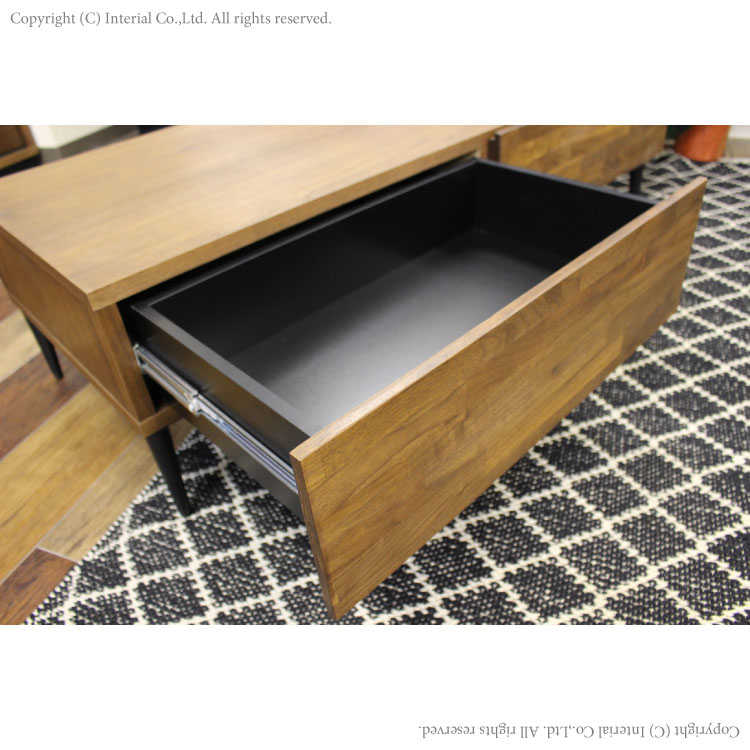 TA-2321 幅120cm・天然木ウォールナット製ローテーブル（引出し収納付き・完成品）送料無料のスタイリッシュ家具通販インテリアル