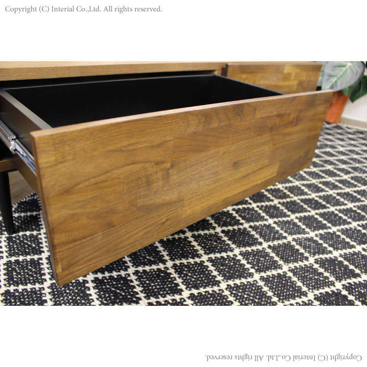 TA-2321 幅120cm・天然木ウォールナット製ローテーブル（引出し収納付き・完成品）送料無料のスタイリッシュ家具通販インテリアル