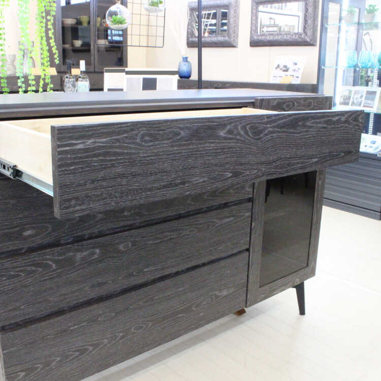 RA-3562 モダングレーなサイドボード｜幅120天然木突板・完成品