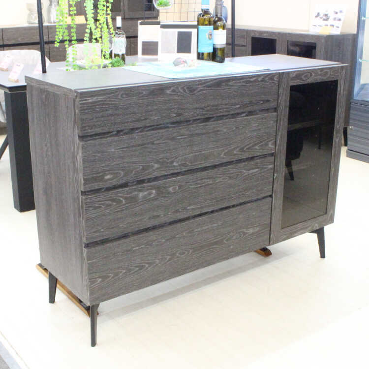 RA-3562 モダングレーなサイドボード｜幅120天然木突板・完成品